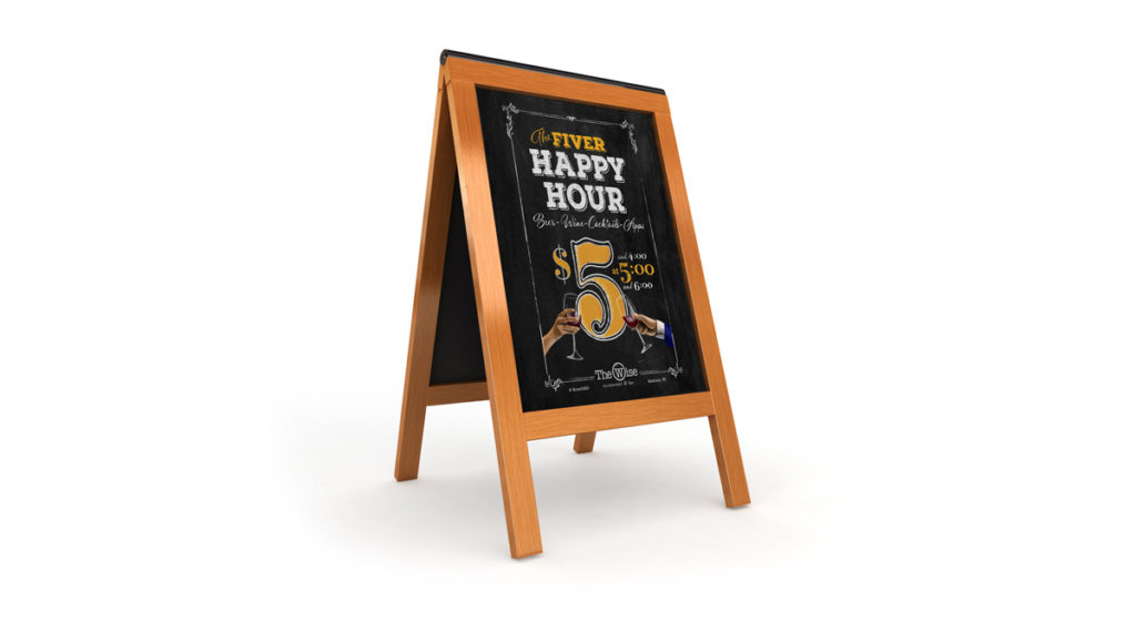 Wise Restaurant Happy Hour Signage | Pop-Dot
