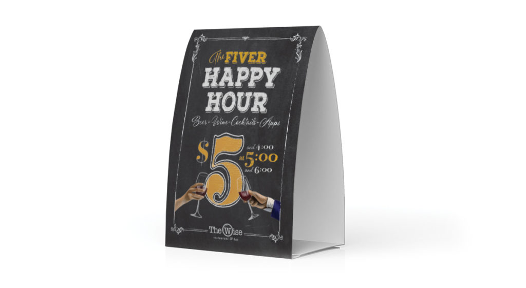 The Wise Happy Hour Restaurant Sign Graphic Design | Pop-Dot